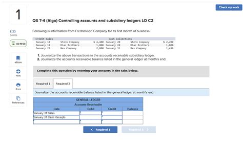 Solved QS 7 4 Algo Controlling Accounts And Subsidiary Chegg Com