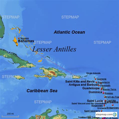 Stepmap Lesser Antilles Caribbean Islands Landkarte Für Bahamas