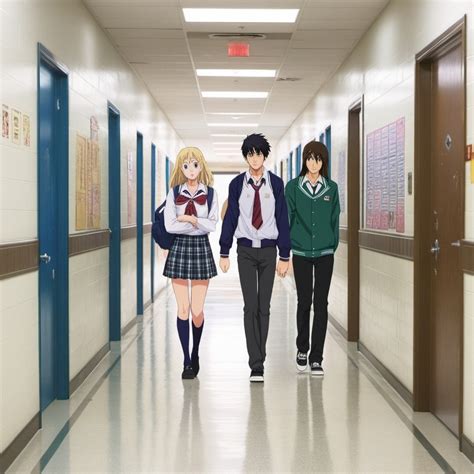 Anime Style High School Hallway Stable Diffusion Online