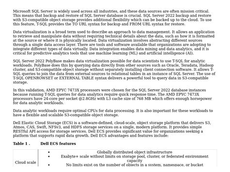 Solution Overview Solution Insight Sql Server 2022 Data Analytics On Dell Poweredge With Amd