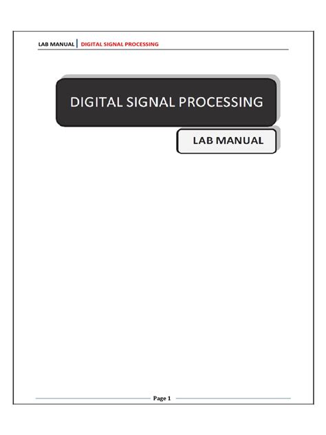 dsp lab manual final pdf pdf matrix mathematics signal electrical engineering