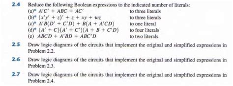 Solved Reduce The Following Boolean Expressions To The Chegg