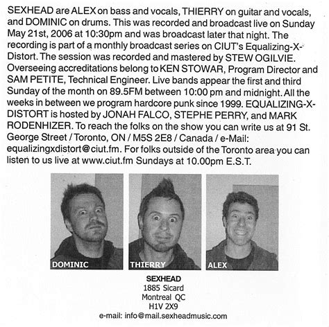 Sexhead Studio Session Sexhead Equalizing X Distort CIUT FM Free Download Borrow