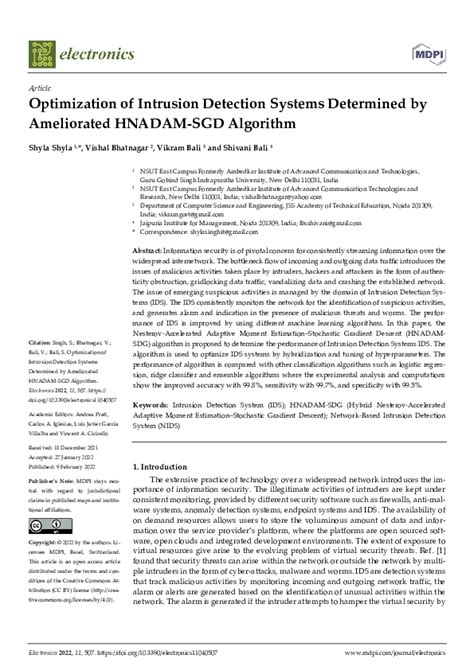 Optimization Of Intrusion Detection Systems Determined By Ameliorated Hnadam Sgd Algorithm