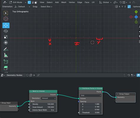Uneven Distrubution And Offset Points In Distribute Points In Volume Node Modeling