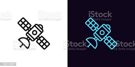 윤곽선 공간 위성 아이콘으로 편집 가능한 획이 있습니다 통신 위성 실루엣 스푸트니크 역 픽토그램 우주 송신기 검은색에 대한 스톡 벡터 아트 및 기타 이미지 Istock