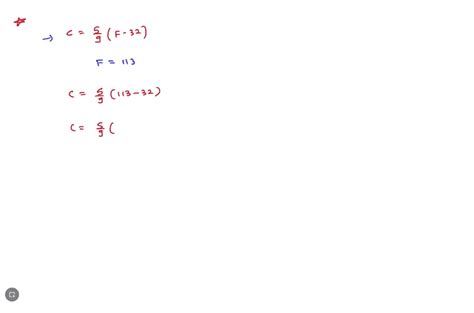Solved The Formula F C 9 5 C 32 Calculates The Temperature In Degrees Fahrenheit Given A