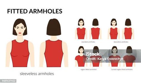 핏 암홀 짧은 길이 표준 민소매 곡선 래글런 소매 옷 테크니컬 패션 일러스트레이션 세트와 몸에 맞았습니다 플랫 의류 템플릿 앞면 뒷면 여성 남성 남녀 공통 Cad T 셔츠에