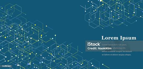 추상 블루 옐로우 육각형 네트워크 이미지 기하학적 해군 배경 과학 기술 미래 지향적 인 개념 엔지니어에 대한 스톡 벡터 아트 및 기타 이미지 Istock