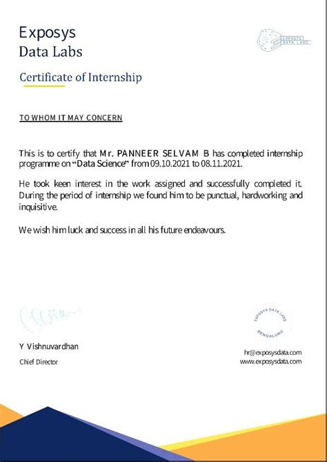 Panneer Selvam B On Linkedin Datascience Internship