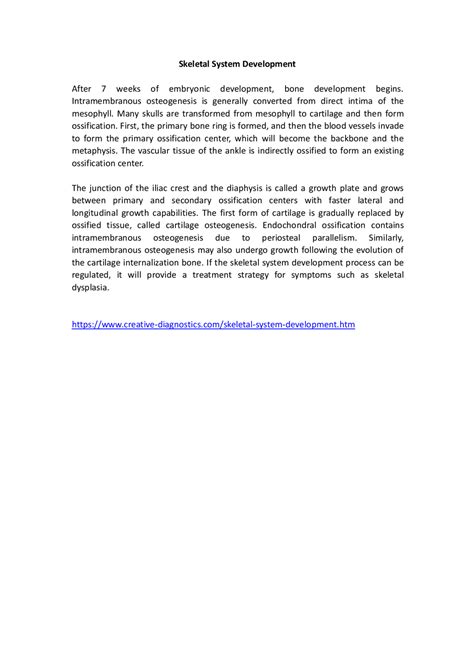 skeletal system development docsity