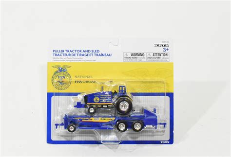 1 64 National Ffa Blue Pulling Tractor With Blue Cage And Pulling Sled