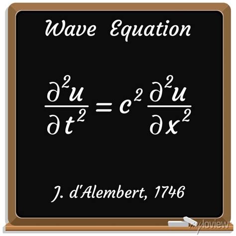 Wave Equation On A Black Chalkboard Education Science Formula Wall