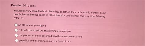 Solved Question 10 1 ﻿point Individuals Vary Considerably