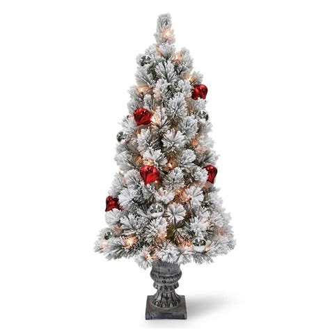 National Tree Company 3 Ft Pre Lit Slim Flocked Artificial Christmas
