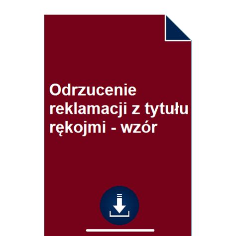 Odrzucenie Reklamacji Z Tytu U R Kojmi Wz R Pobierz