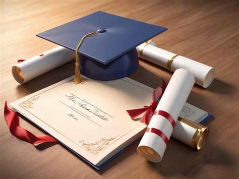 Premium Photo 3d Render Graduation Cap With Diploma Certificate