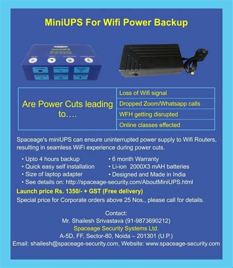 Home Or Office Mini Ups For Wifi Router For Residential Li Ion At 1350 Pcs In Noida