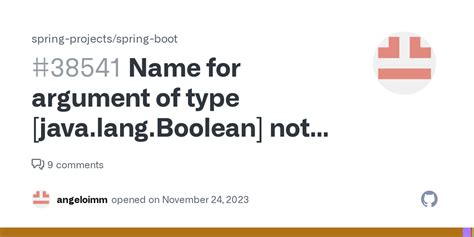 Name For Argument Of Type Javalangboolean Not Specified And
