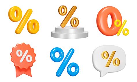 퍼센트 3d 아이콘 세트 백분율 다양한 형태 할인 판매 벡터 일러스트레이션 격리된 아이콘 투명한 배경의 개체 3차원 형태에 대한 스톡 벡터 아트 및 기타 이미지 Istock