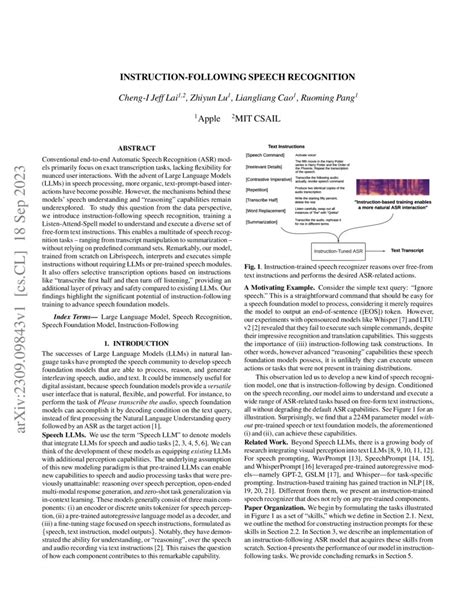 Instruction Following Speech Recognition Deepai