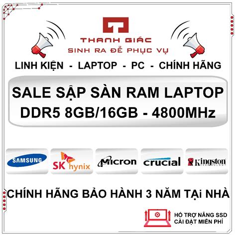 Ram Laptop Ddr5 4800 Samsung Hynix Micron Crucial Kingston 16gb 8gb Bảo Hành 3 Năm Shopee