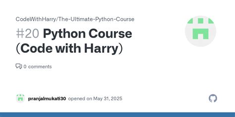 Python Course Code With Harry · Issue 20 · Codewithharry The Ultimate Python Course · Github