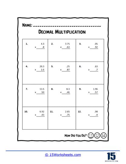 Decimal Multiplication Worksheets 15 Worksheets Library