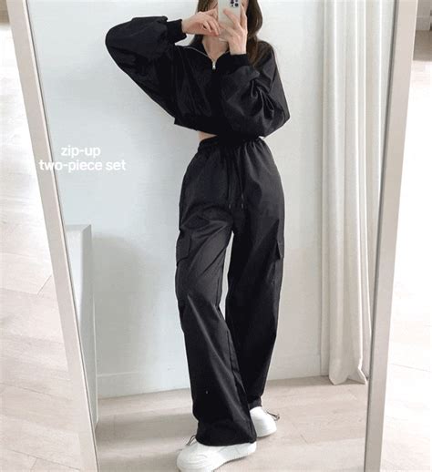 집업 꾸안꾸 카고 투피스 세트 에이블리