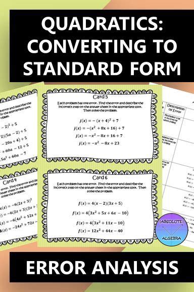 Converting From Factored Form To Standard Form Worksheet Math Worksheets Pdf