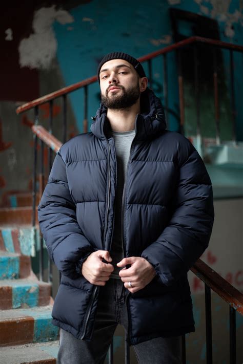 Мужская Зимняя Куртка Оверсайз Heat до 25 С Теплая Синяя Мужской Пуховик Зимний с Капюшоном