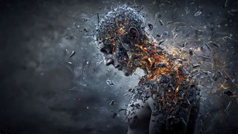 Fragmented Self Portrait Abstract Concepts Digital Art Dark Environment