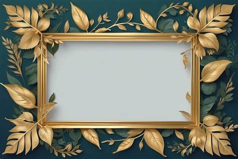 Leafy Golden Rectangle Frame Premium Ai Generated Image