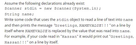 Solved Assume The Following Declarations Already Exist