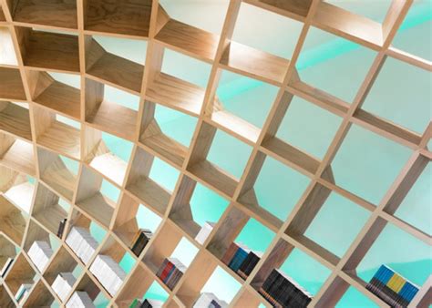 Wooden Gridshell Forms Shelves At Mexico Library By Anagrama
