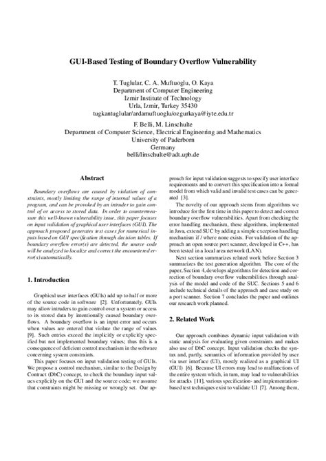 Pdf Gui Based Testing Of Boundary Overflow Vulnerability
