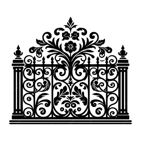 Decorative Fence Silhouette Ornamental Gates And Fences Set Vector
