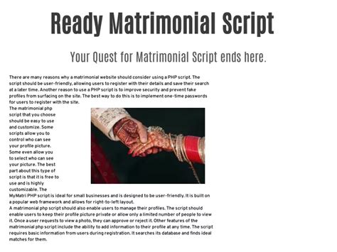 Ppt Ready Matrimony Script Powerpoint Presentation Free Download Id11544167