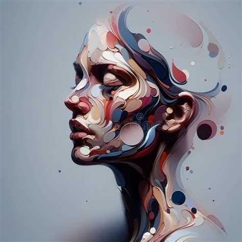 A Surreal Abstract Portrait Of A Woman In Profile Composed Of Swirling Layered Colors And