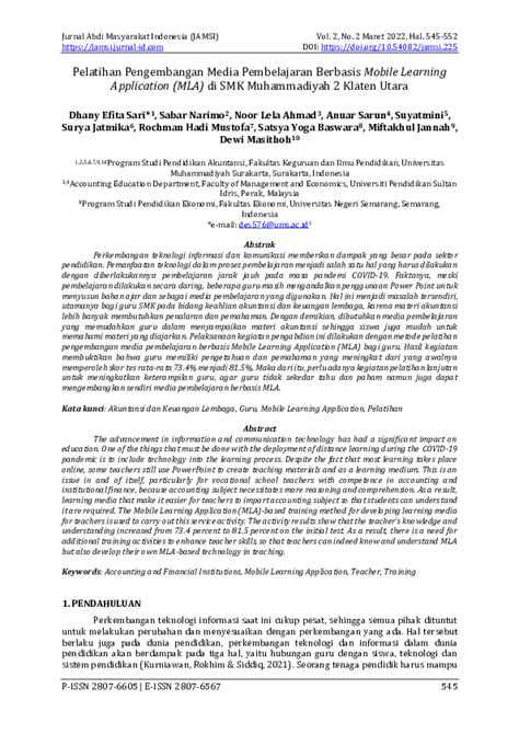 Pdf Pelatihan Pengembangan Media Pembelajaran Berbasis Mobile Learning Application Mla Di