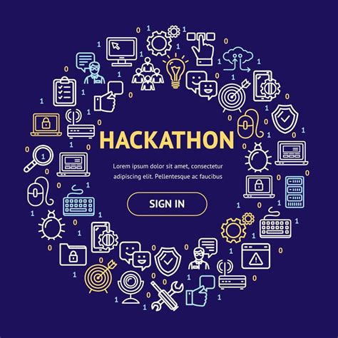 Hackathon Signs Round Design Template Thin Line Icon Concept Vector 17724285 Vector Art At Vecteezy