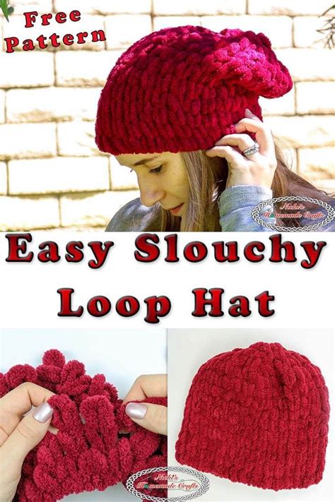 Easy Slouchy Loop Hat Free Pattern Using Loop Yarn
