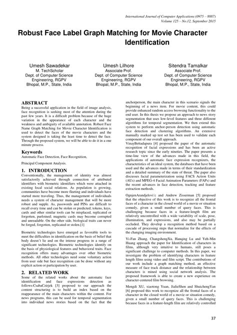 Pdf Robust Face Label Graph Matching For Movie Character Identification