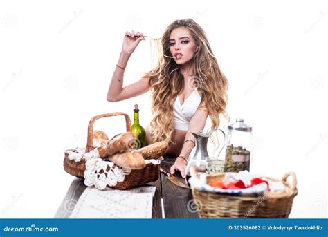 Pasta Food From Italia Spaghetti Girl Eating Pasta Sensual Woman
