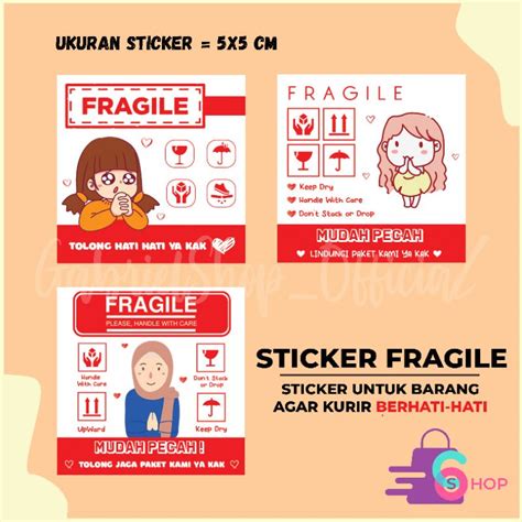 Jual Sticker Fragile Stiker Fragile Cute Fragile Lucu Shopee