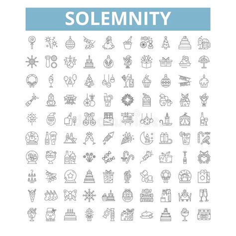 Solemnity Icons Line Symbols Web Signs Vector Set Isolated Illustration Stock Vector
