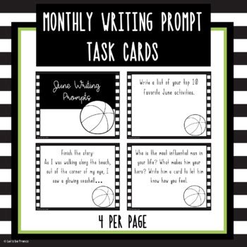 Monthly Writing Prompt Task Cards By Let S Be Franco TpT