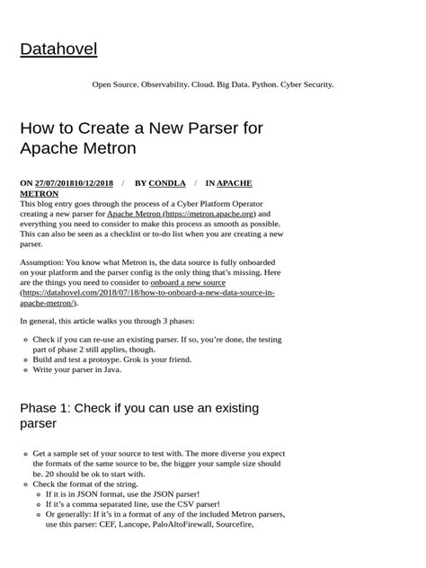How To Create A New Parser For Apache Metron Datahovel Pdf
