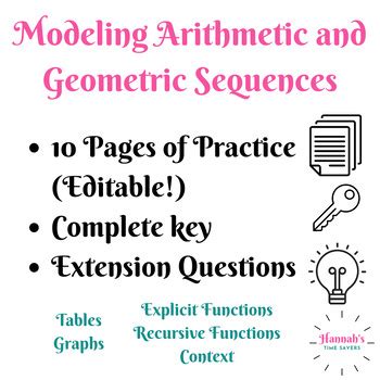 Modeling Arithmetic And Geometric Sequences Practice With Key And Extensions
