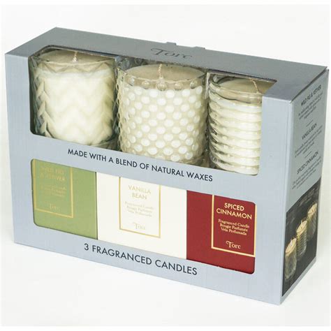 Torc Fragranced Textured Clear Glass Candles 3 Pack Costco Uk